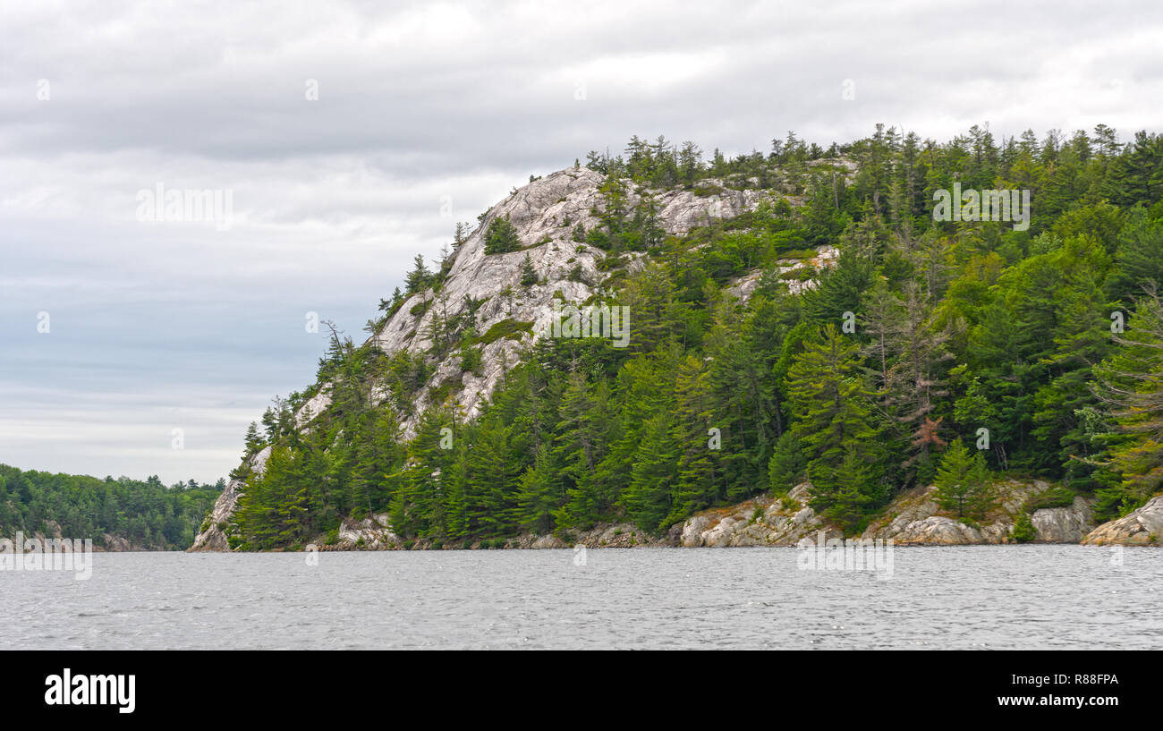 White Quartzite Cliffs on a George Lake in Killarney Provincial Park ...