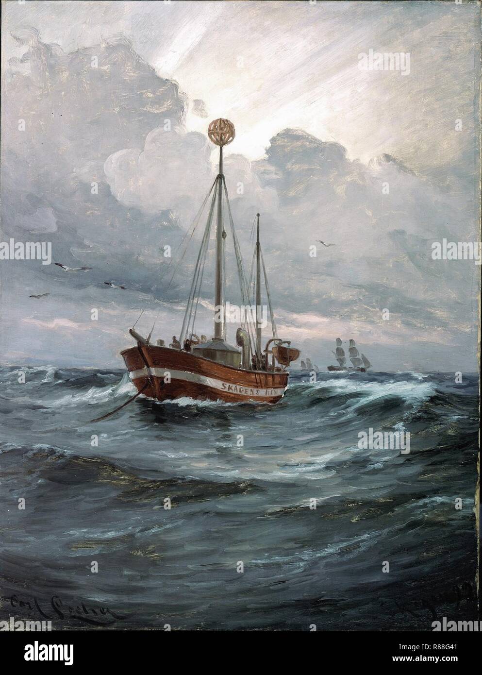 Carl Locher - The lightship at Skagen Reef Stock Photo - Alamy