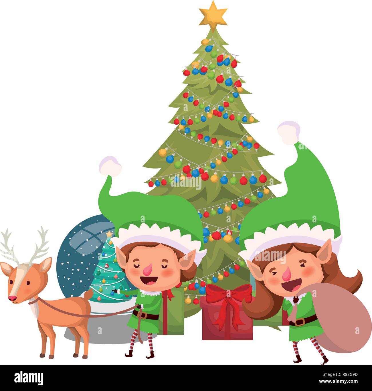 Boy and girl christmas elves Cut Out Stock Images & Pictures - Alamy