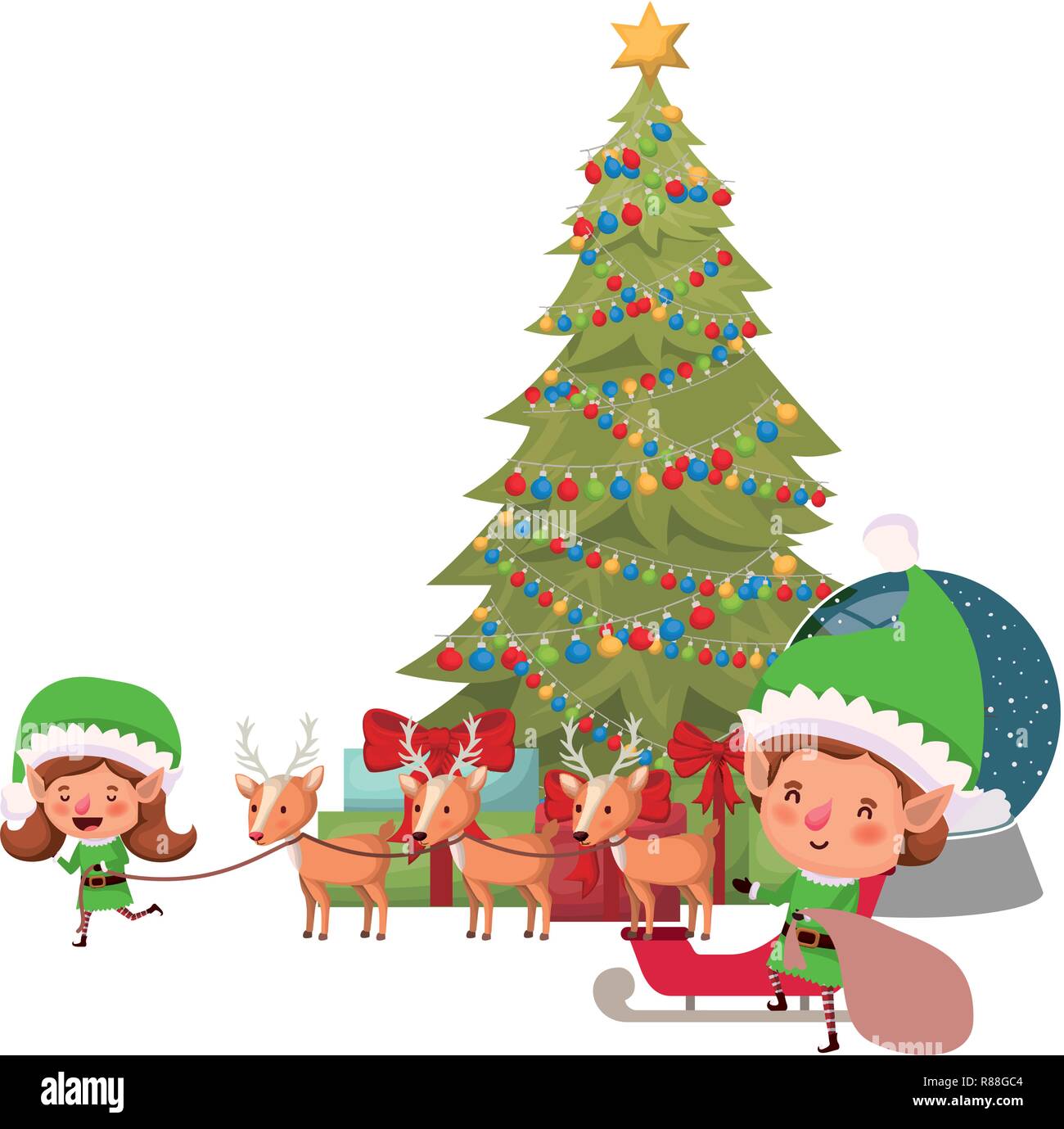 Boy and girl christmas elves Cut Out Stock Images & Pictures - Alamy