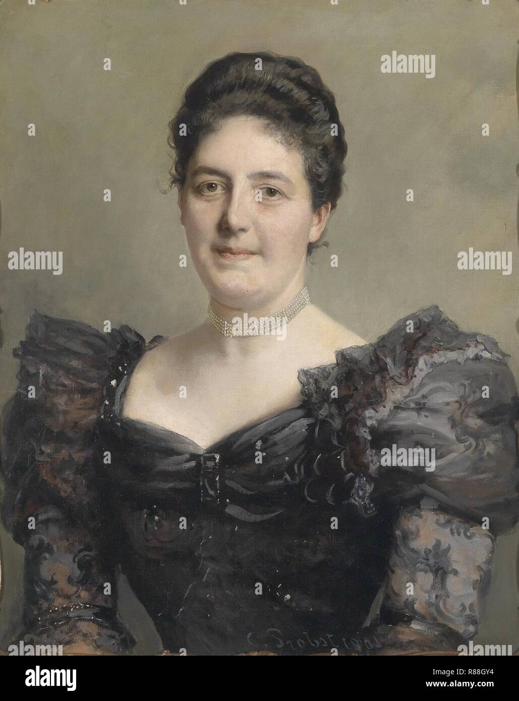Carl Probst Damenbildnis im schwarzen Rüschenkleid 1901 Stock Photo - Alamy