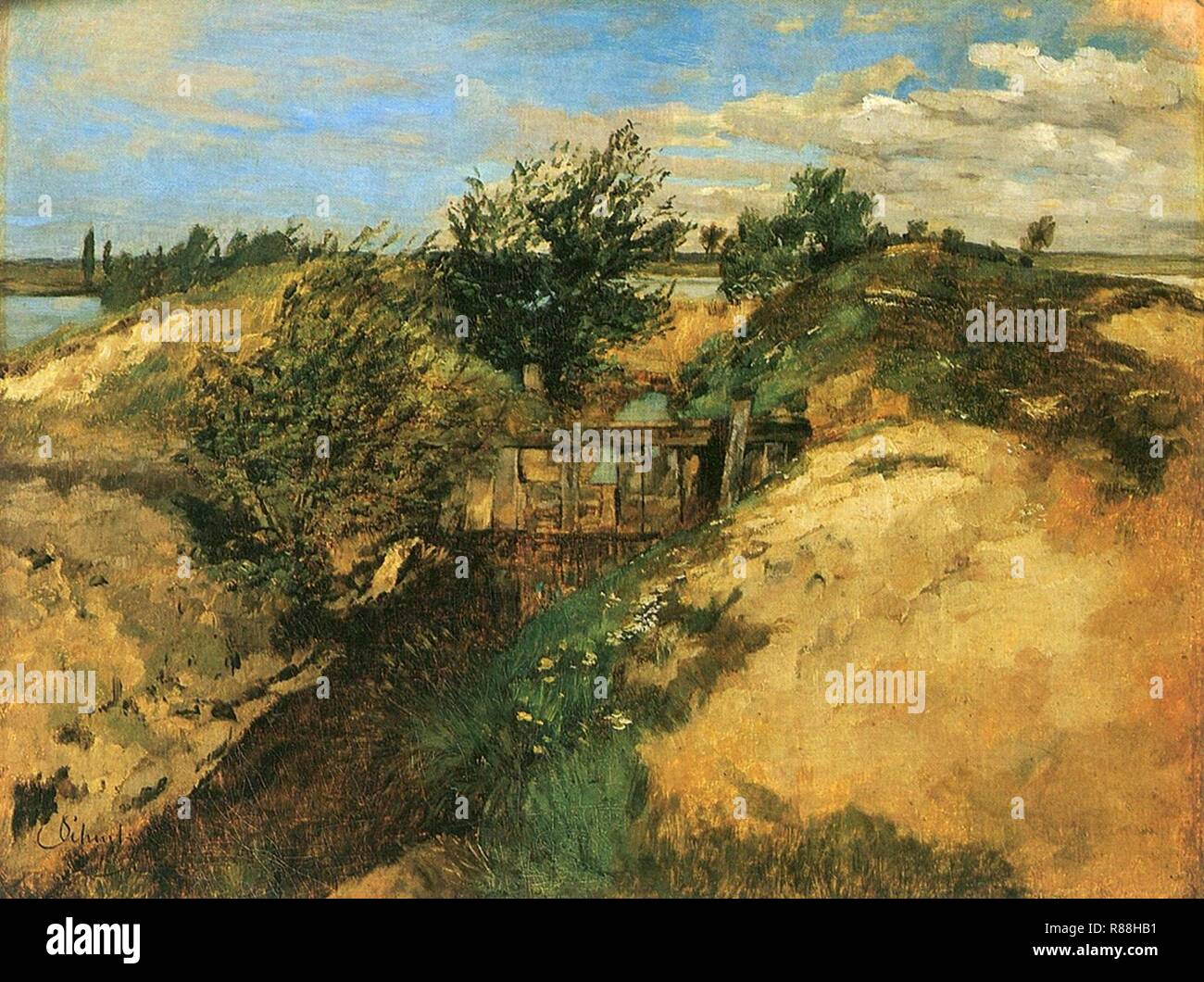 Carl Schuch - Schleuse bei Kähnsdorf. 1880 Stock Photo - Alamy