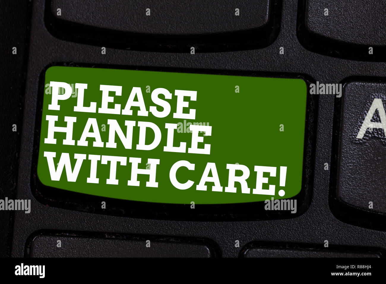 Writing note showing Please Handle With Care. Business photo showcasing ...