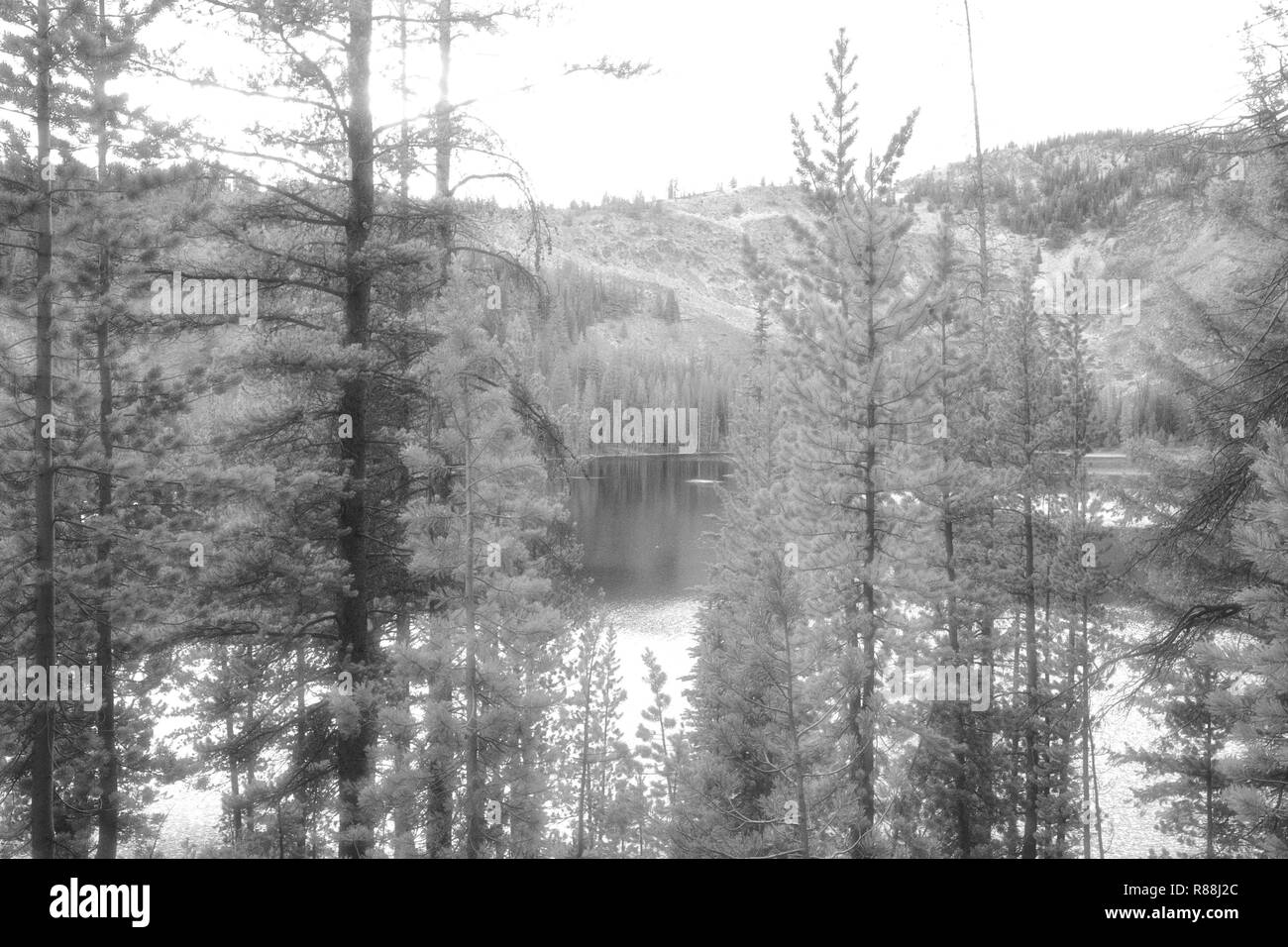 B&W Mountain Lake Stock Photo - Alamy