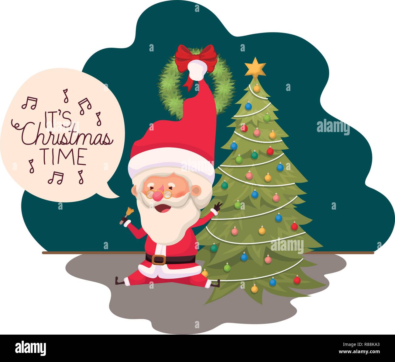 santa claus with christmas tree Stock Vector Image & Art - Alamy
