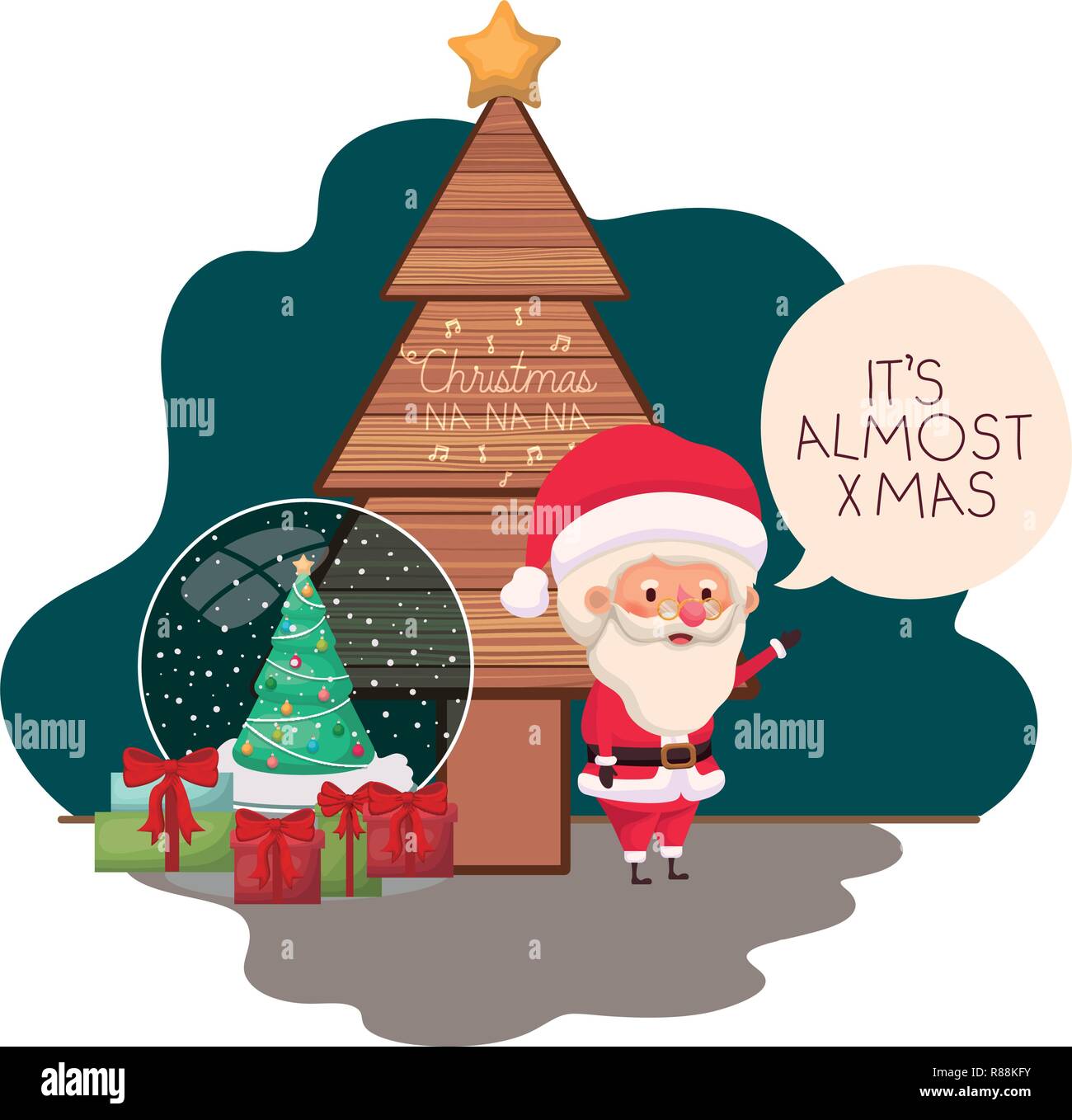 santa claus with christmas tree Stock Vector Image & Art - Alamy