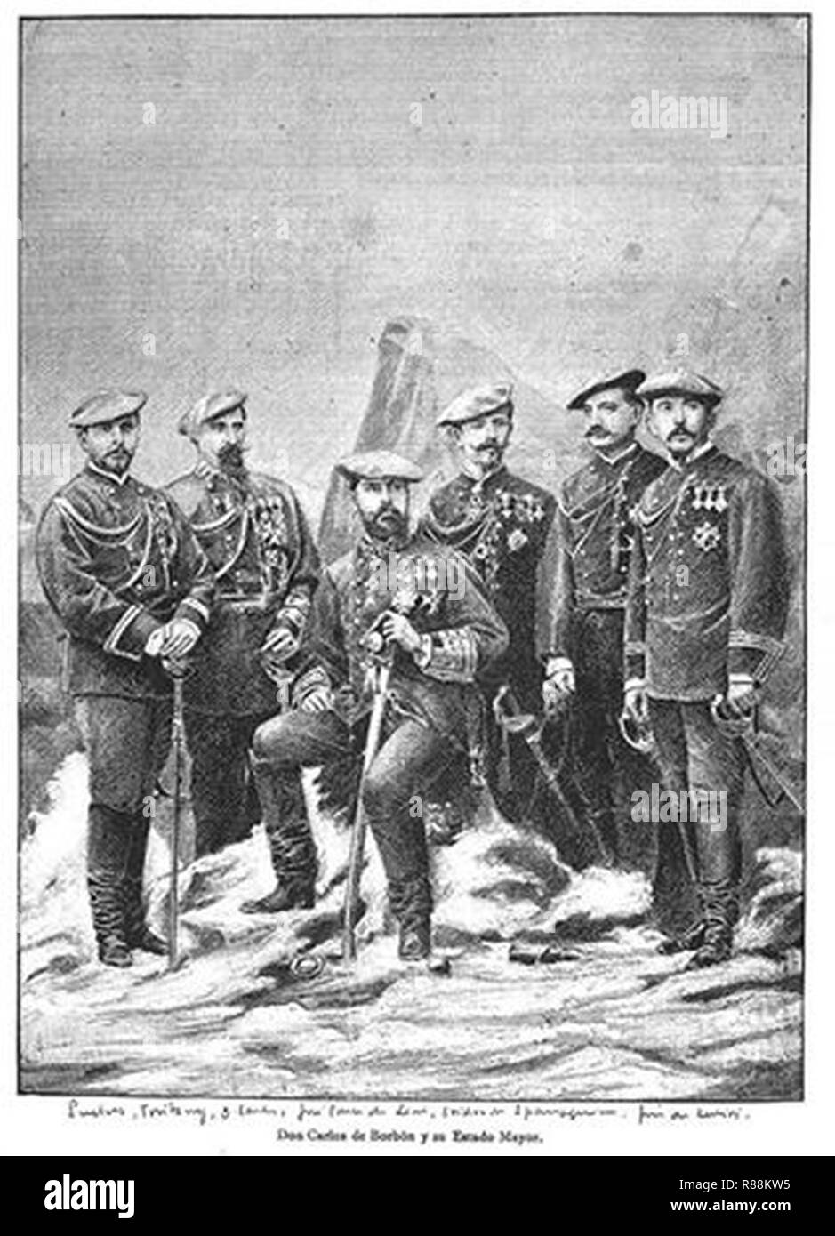 Carlos VII and his General Staff Stock Photo - Alamy