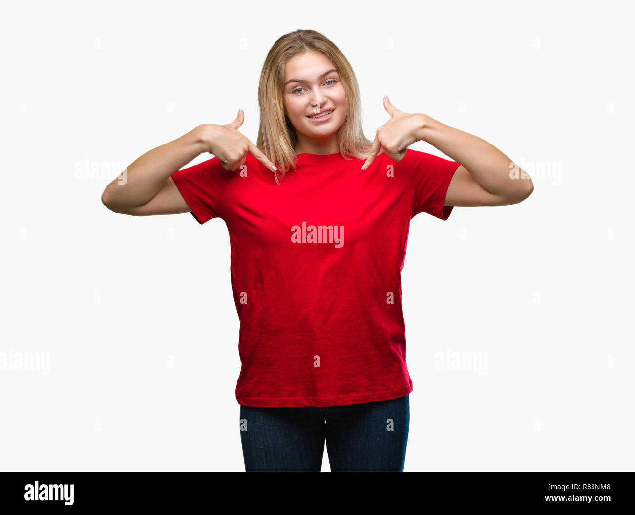 Young caucasian woman over isolated background looking confident with ...