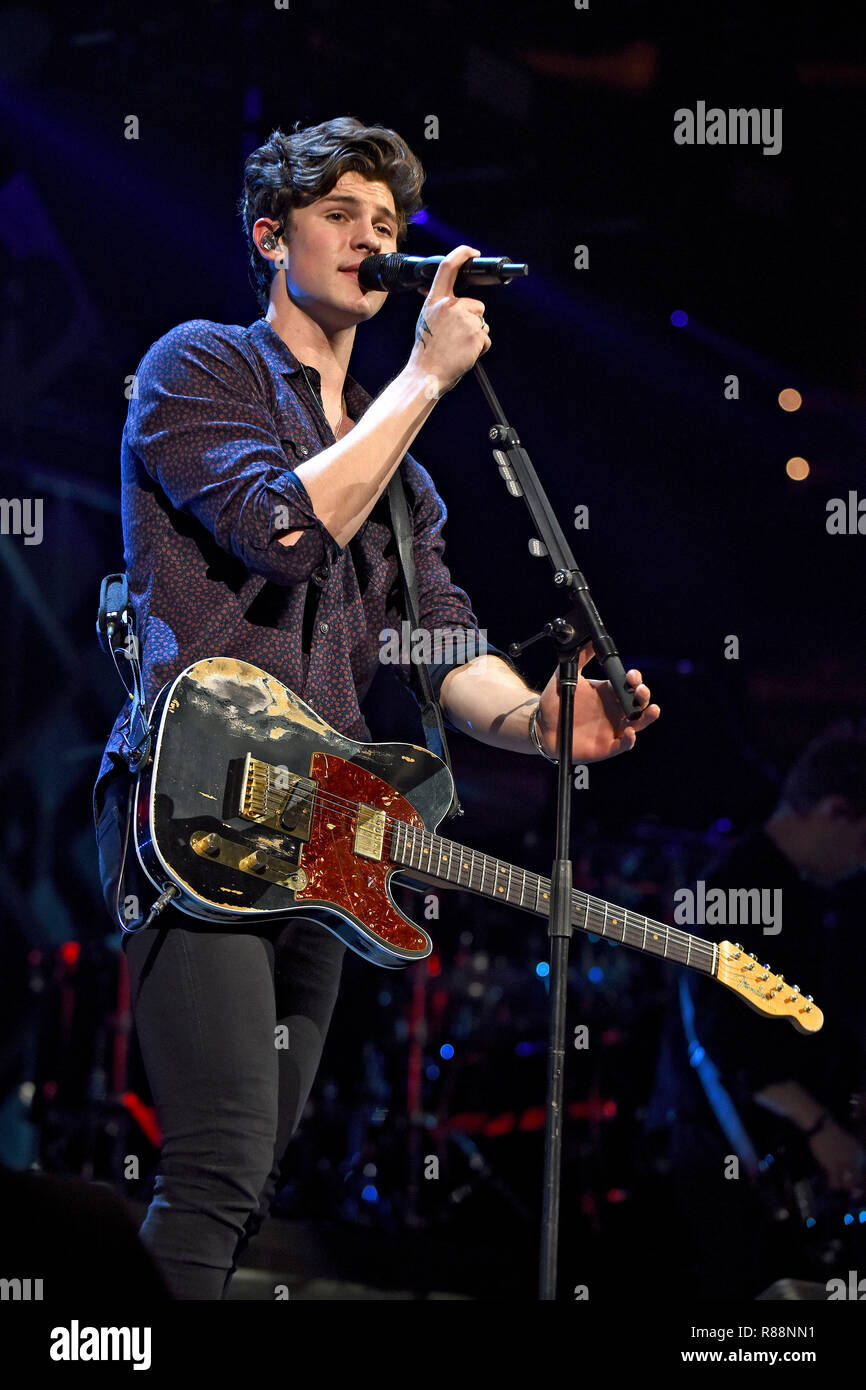 Shawn Mendes performs on stage at Hot 99.5's Jingle Ball 2018 Presented ...