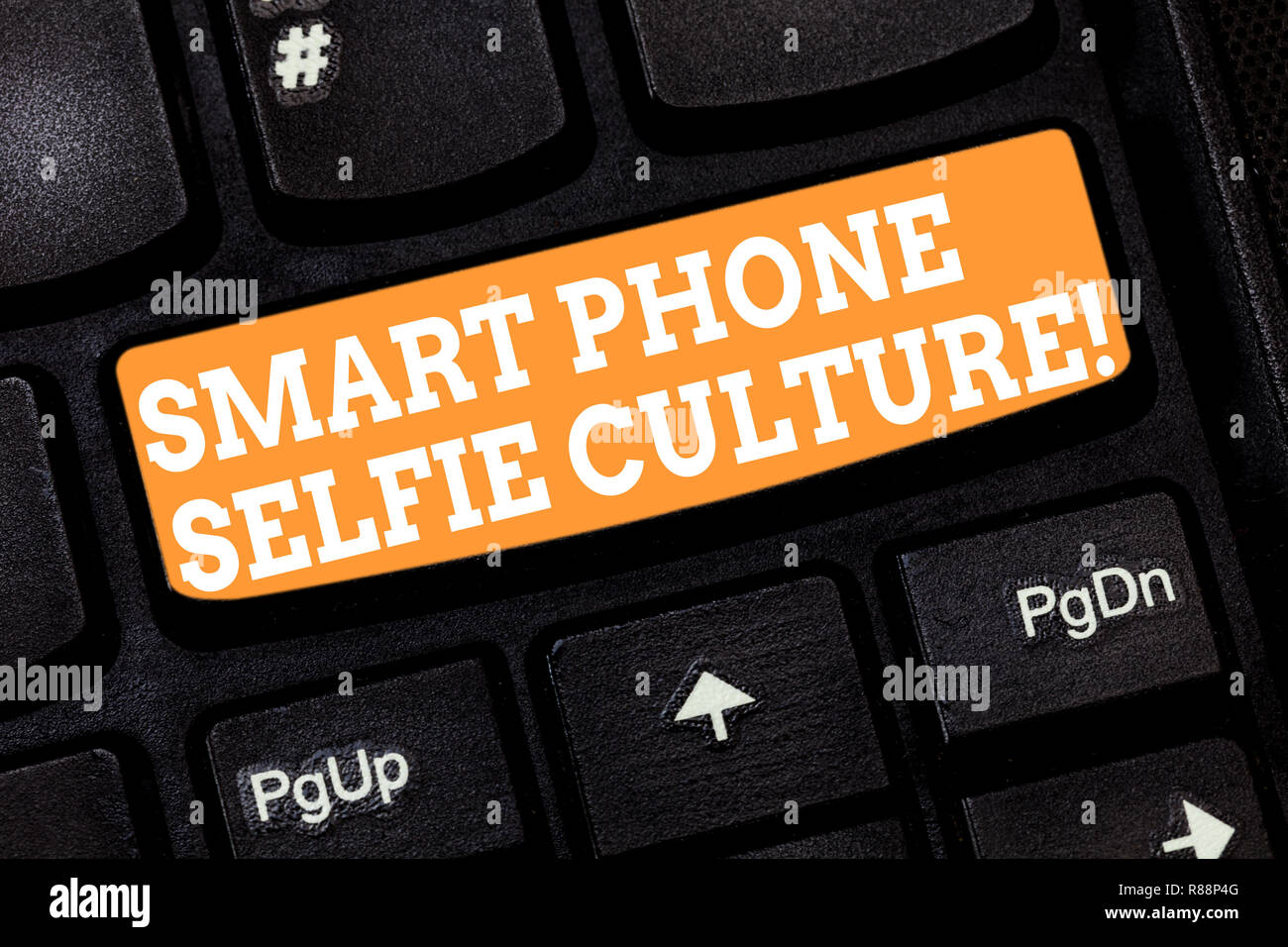 Writing note showing Smart Phone Selfie Culture. Business photo ...