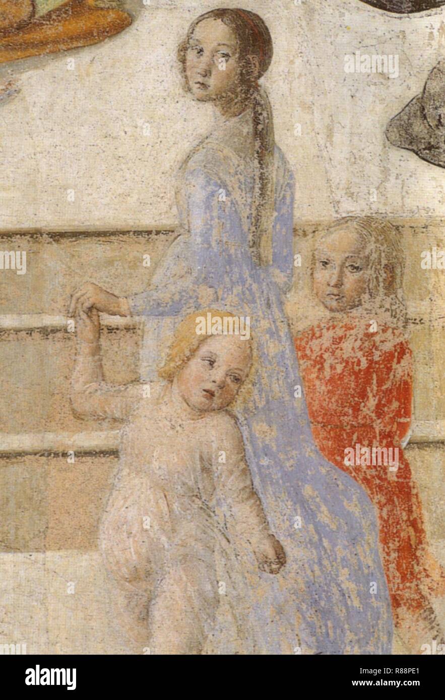 Cappella del miracolo, cosimo rosselli, miracolo del calice, dettaglio 02 Stock Photo - Alamy