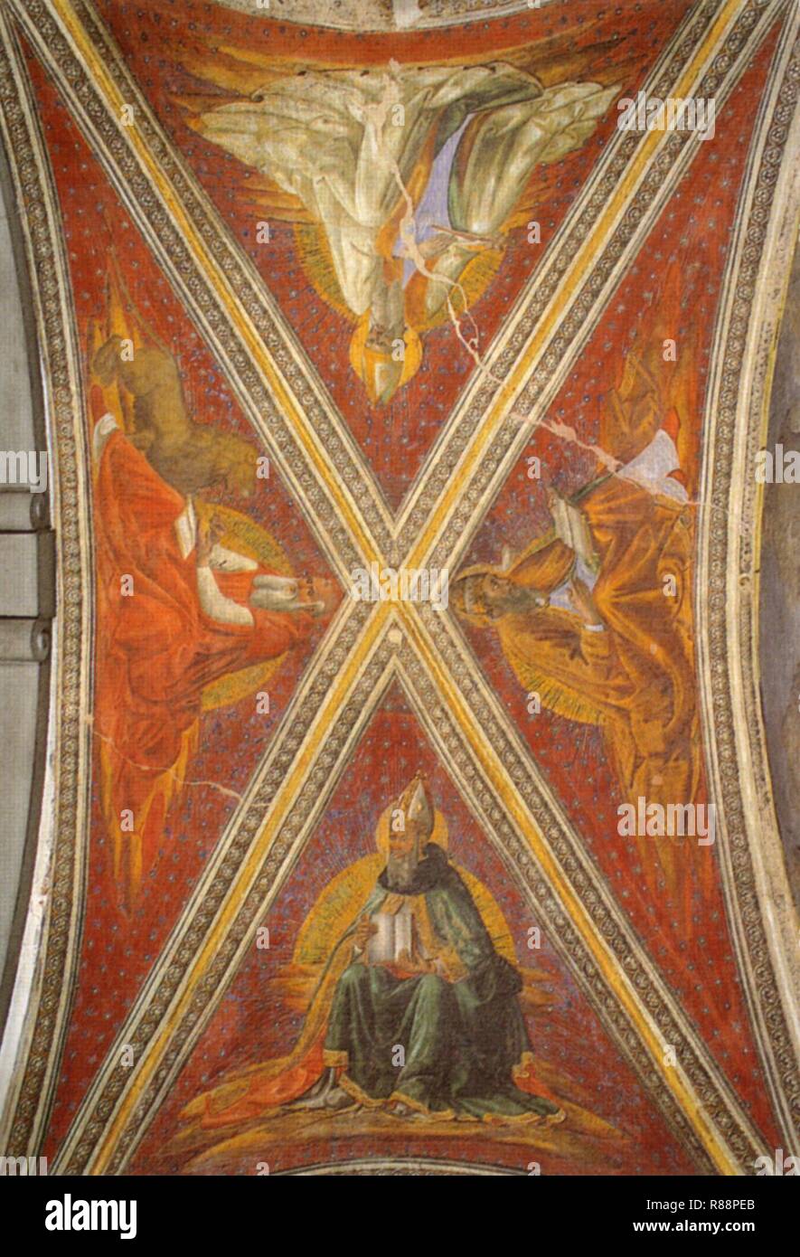 Cappella del miracolo, cosimo rosselli, volta con dottori della chiesa ...