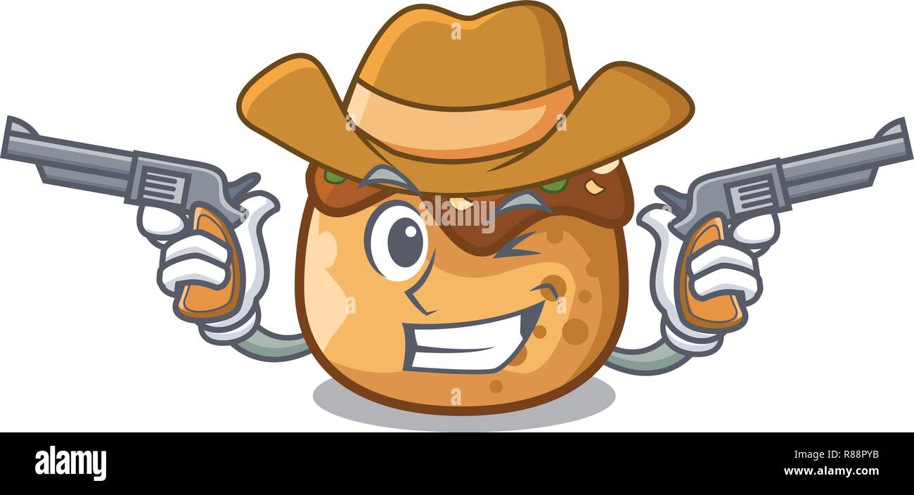 Cowboy cartoon cooking takoyaki in baked fire Stock Vector Image & Art ...