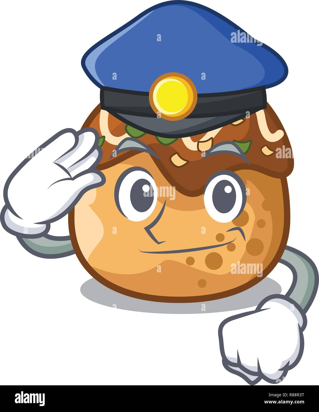 Police cartoon cooking takoyaki in baked fire Stock Vector Image & Art ...