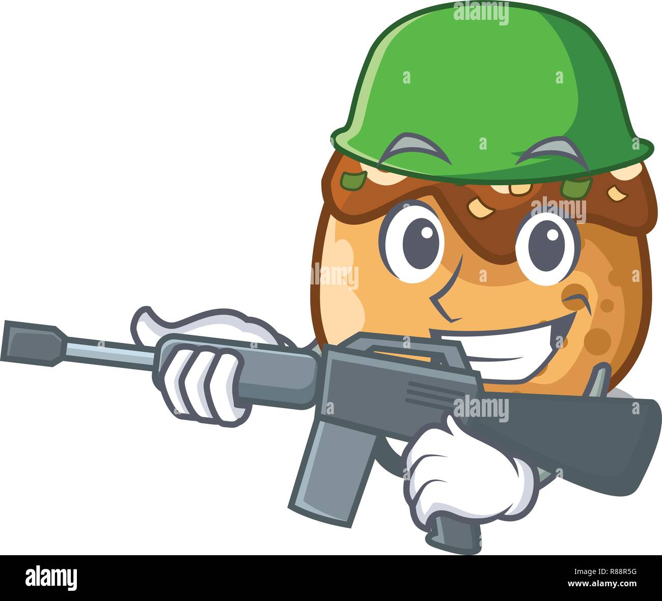 Army cartoon cooking takoyaki in baked fire Stock Vector Image & Art ...