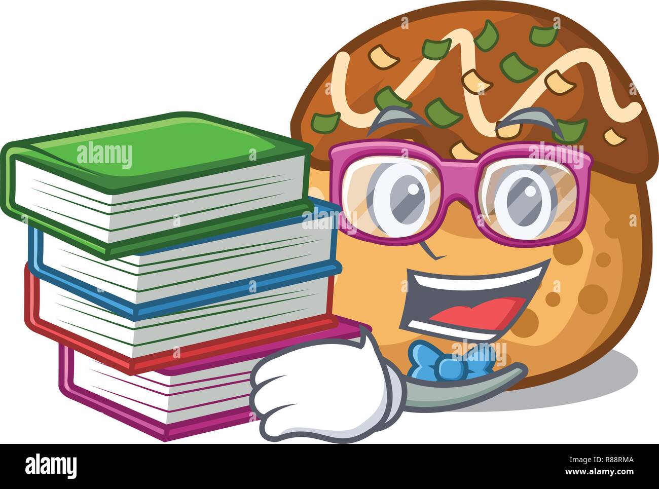 Student with book takoyaki shape in balls a cartoon Stock Vector Image ...
