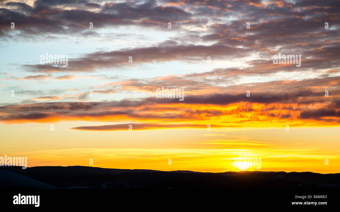 tragic sky, yellow-pink clouds, sunrise bright colors Stock Photo - Alamy