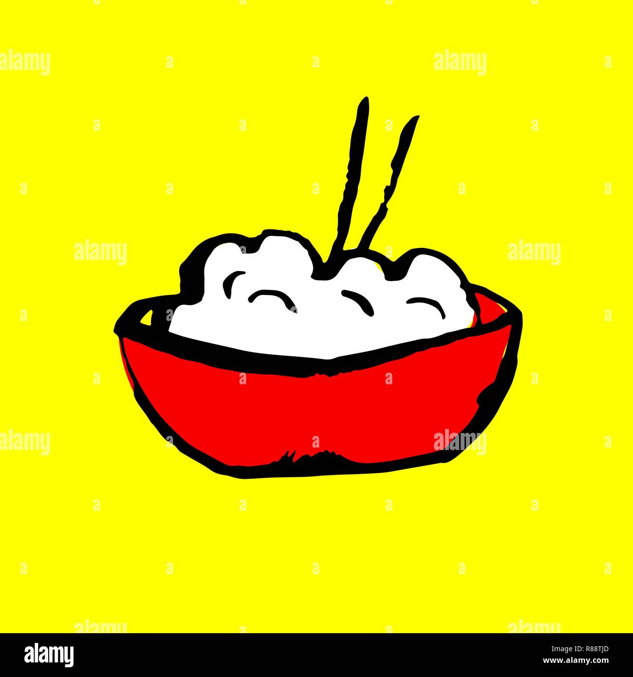 Rice icon. Ggrunge ink brush vector illustration. Food flat ...