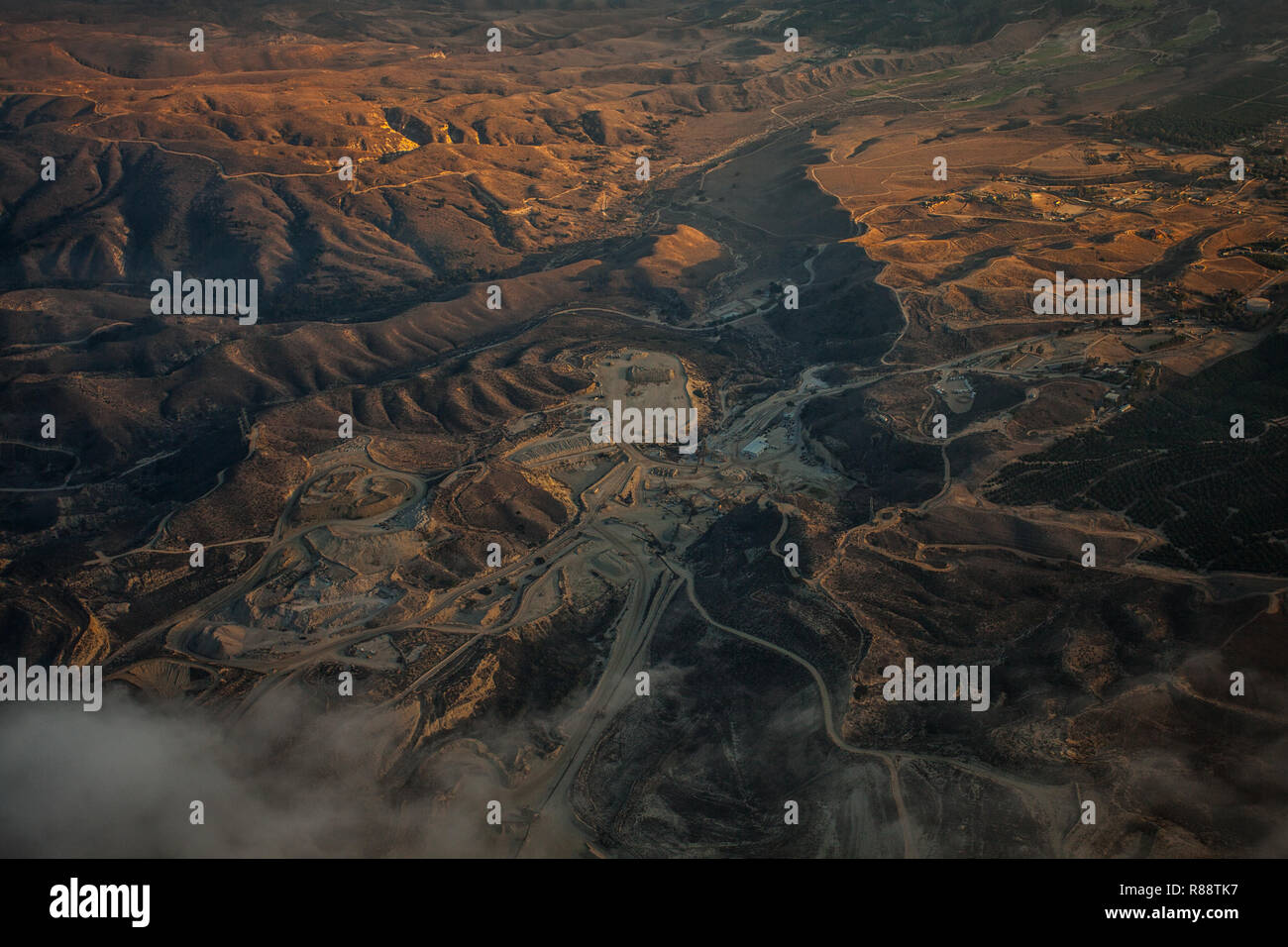 Aerial view of a beautiful mountain range at Southern California on a ...