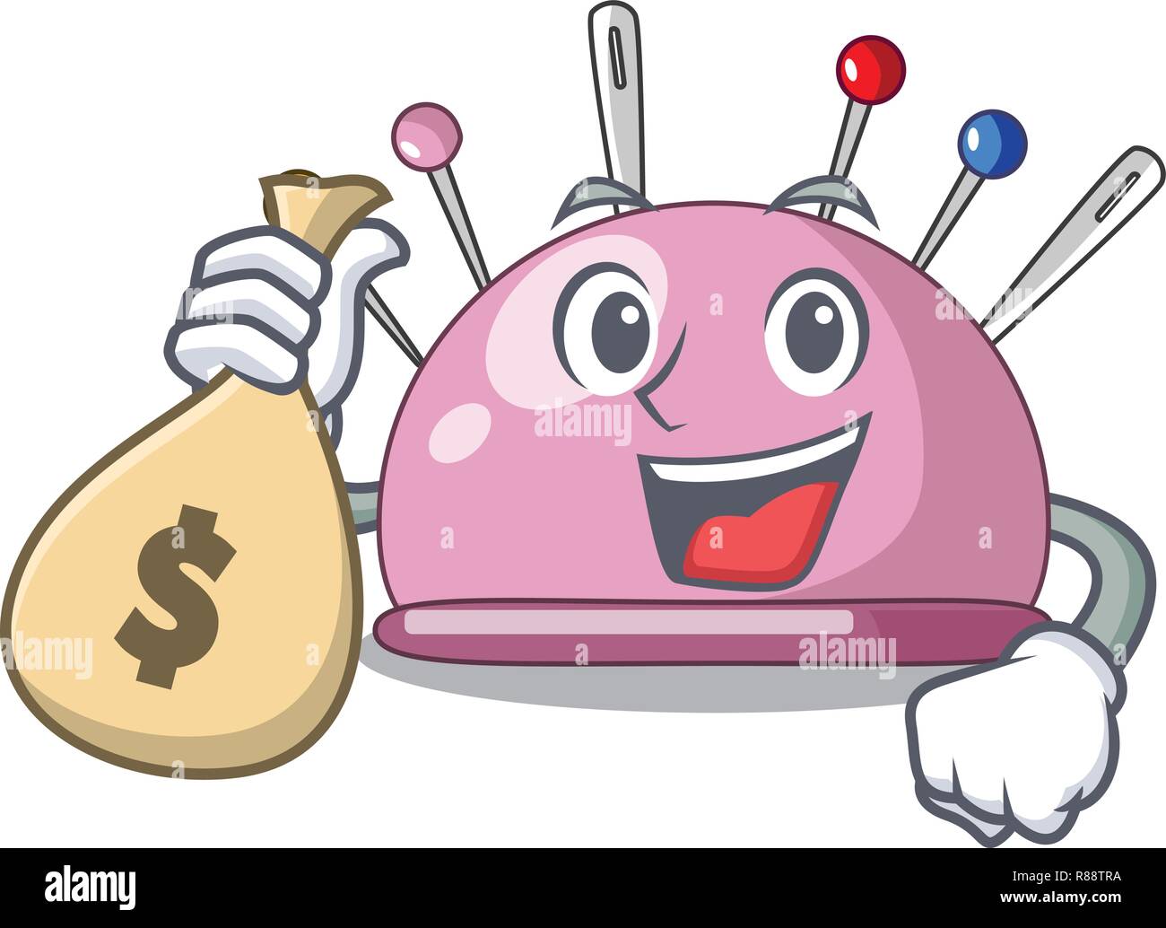 With money bag wicker basket on a pincushion cartoon Stock Vector Image ...