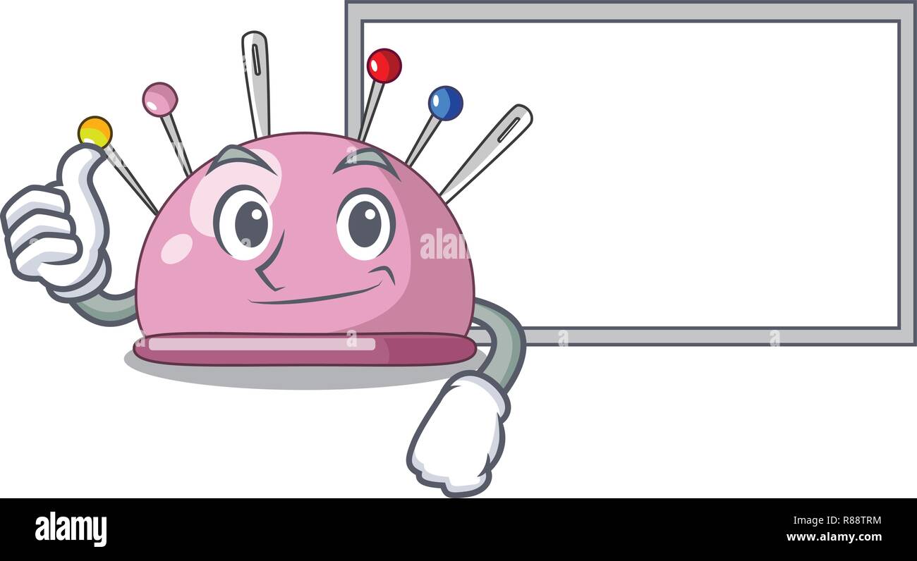 Thumbs up with board wicker basket on a pincushion cartoon Stock Vector ...