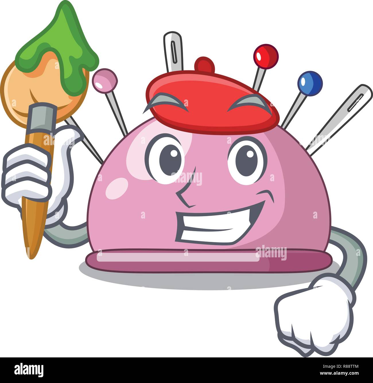 Artist wicker basket on a pincushion cartoon Stock Vector Image & Art ...