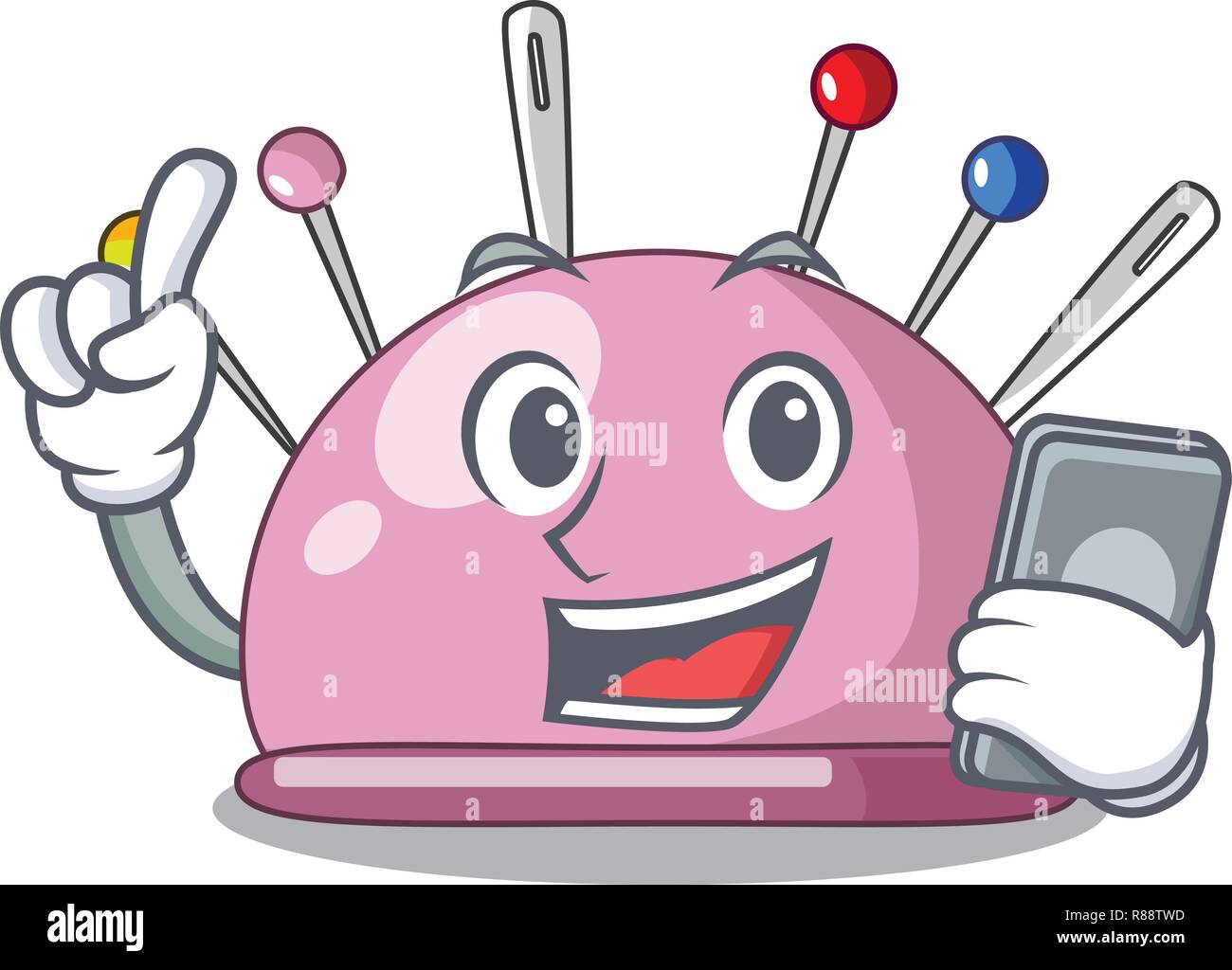 With phone wicker basket on a pincushion cartoon Stock Vector Image ...