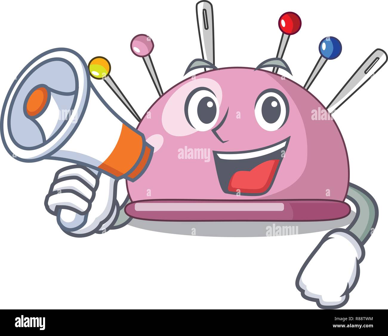 With megaphone wicker basket on a pincushion cartoon Stock Vector Image ...