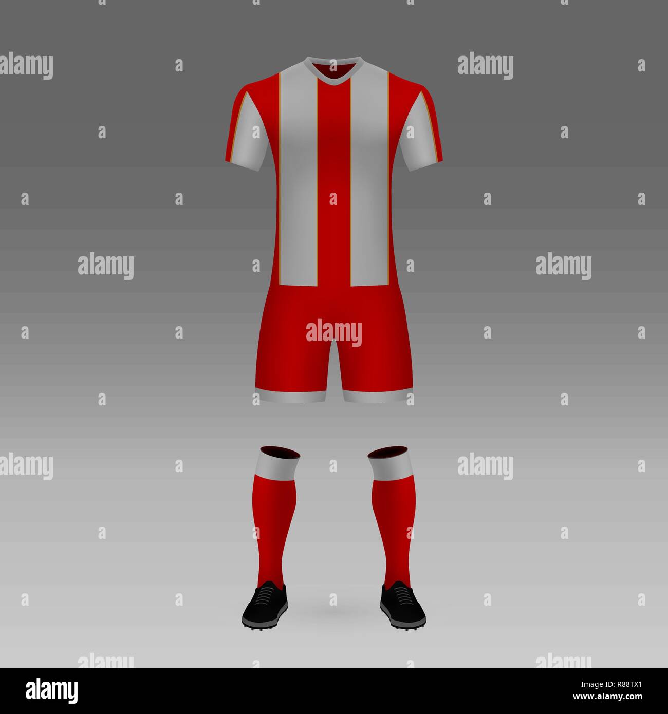 football kit Crvena Zvezda, shirt template for soccer jersey. Vector ...