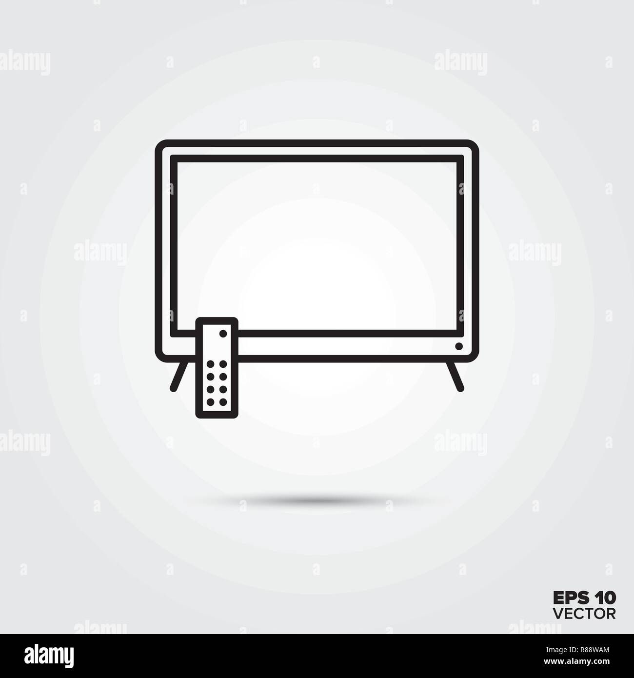 TV set with remote control line icon vector illustration. Media and ...
