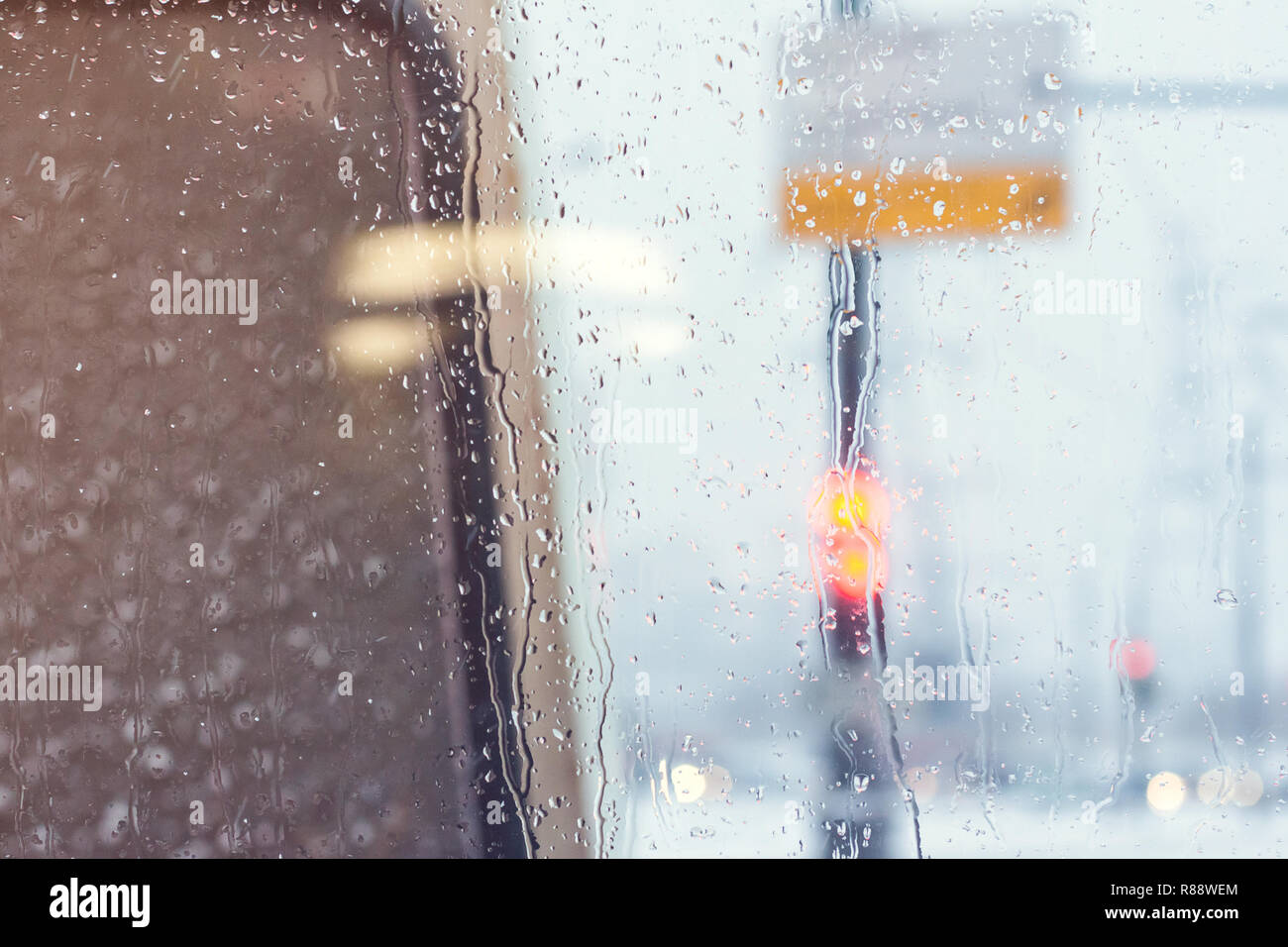 Rain drops on bus window hi-res stock photography and images - Alamy