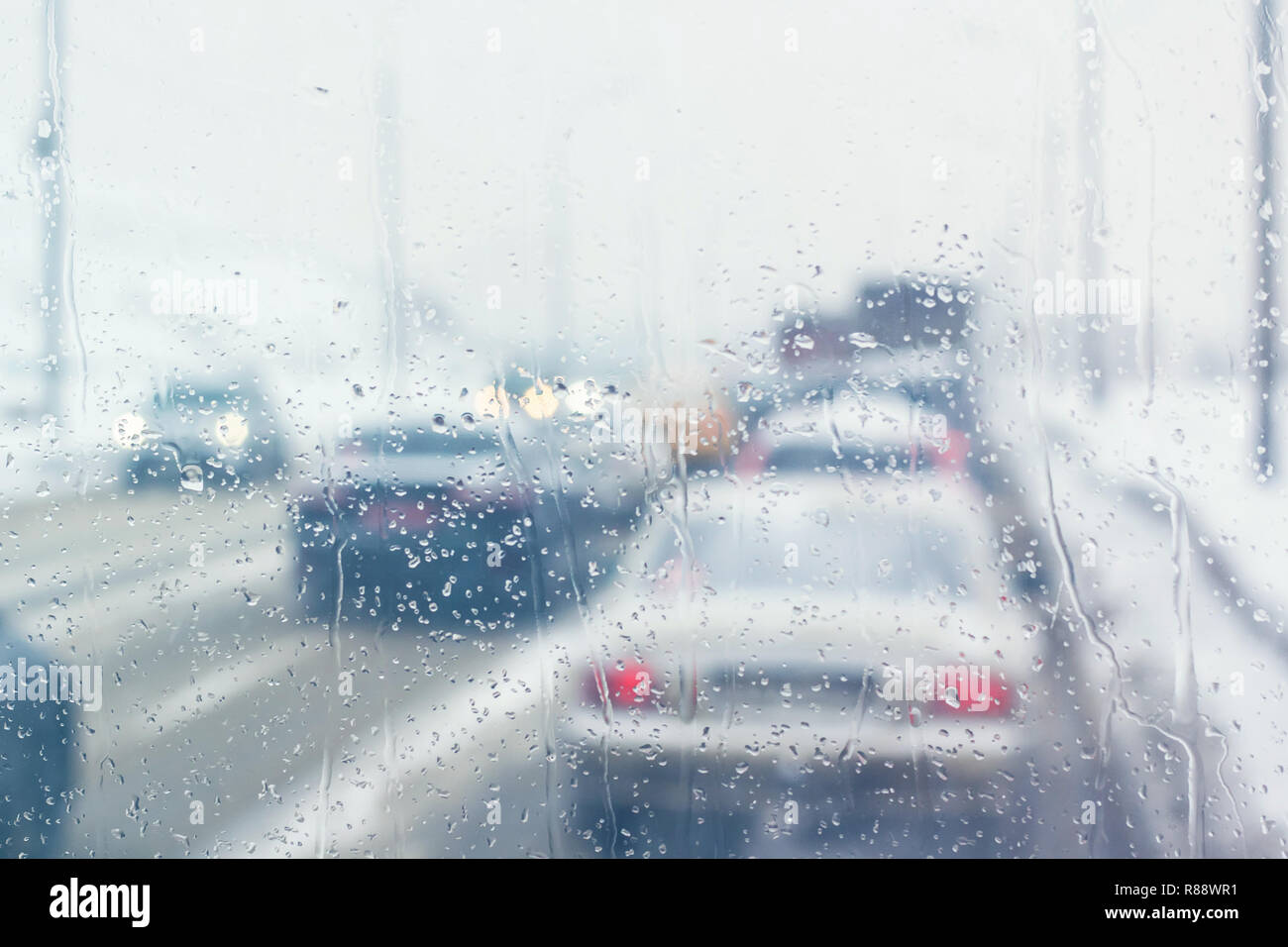 Raindrops on the car windshield Stock Photo - Alamy