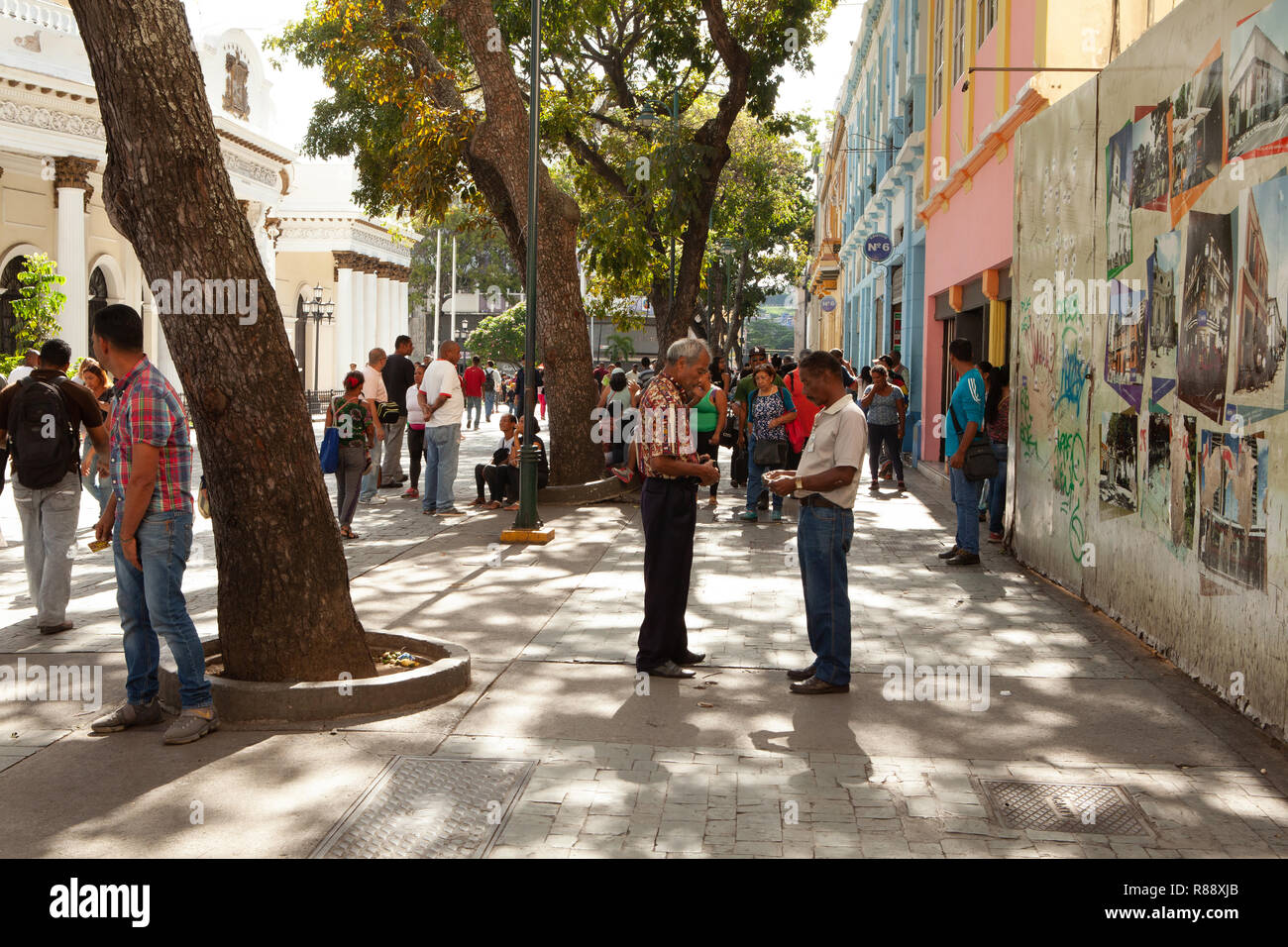 People on sidewalk, street scene, Caracas, Venezuela, South America ...