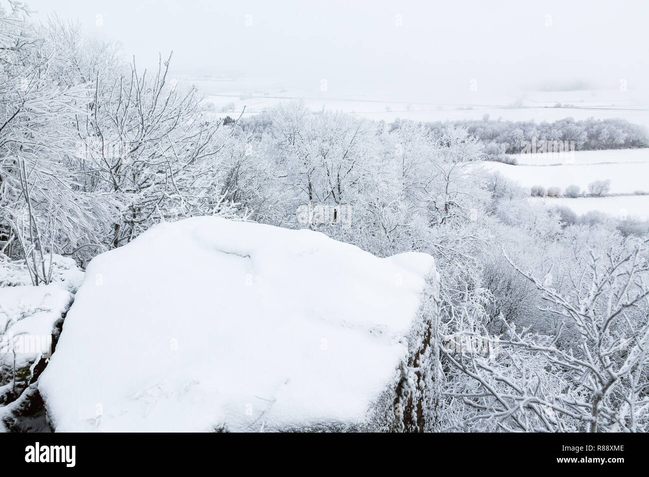Snowy viewpoint over the wintry landscape Stock Photo - Alamy