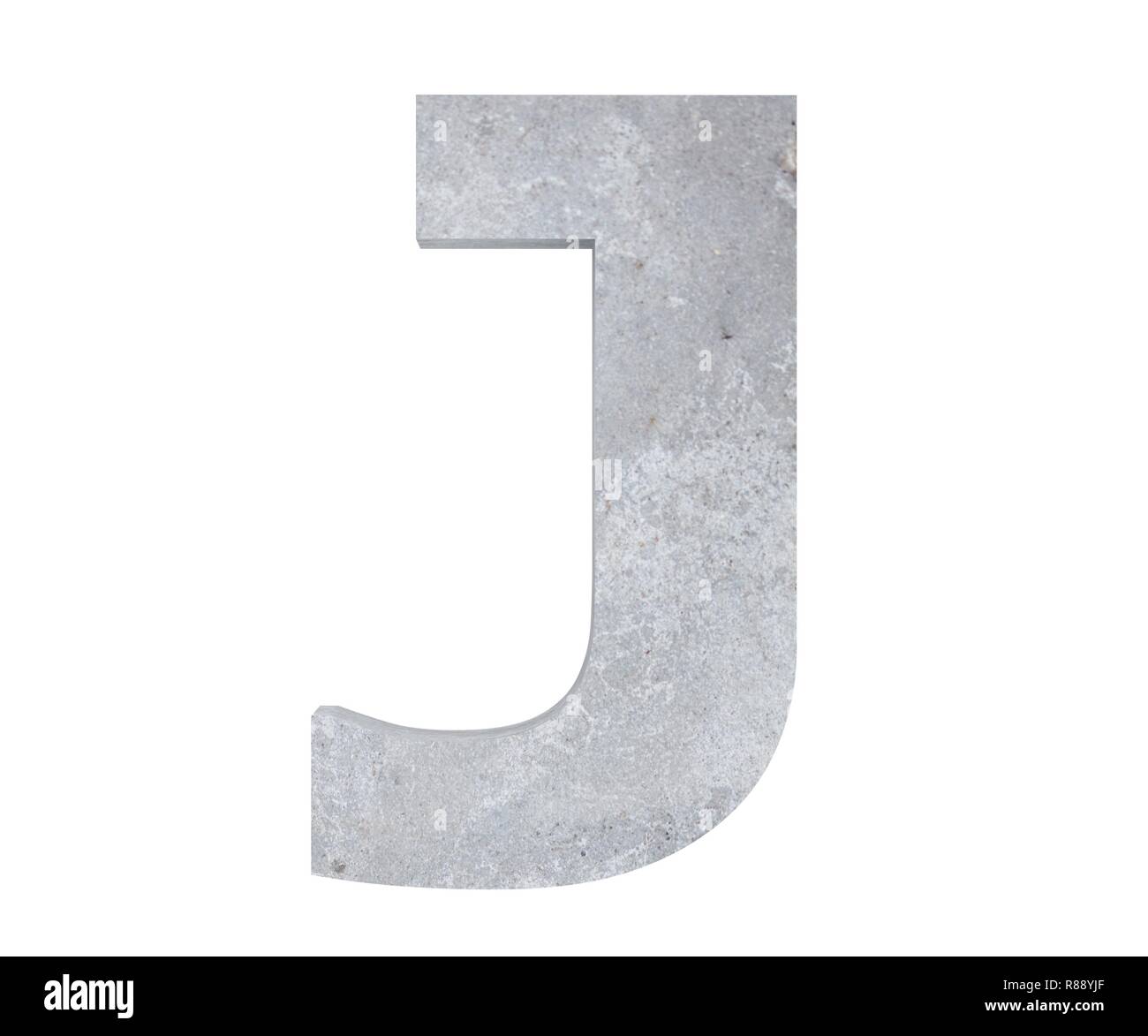 Concrete Capital Letter - J isolated on white background. 3D render ...