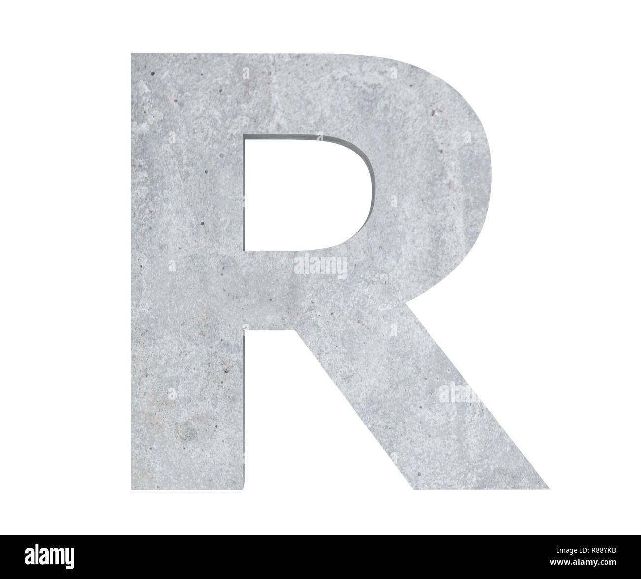 Concrete Capital Letter - R isolated on white background. 3D render ...