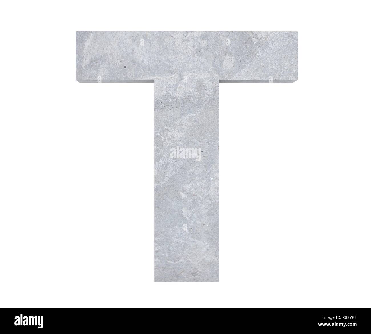 Concrete Capital Letter - T isolated on white background. 3D render ...