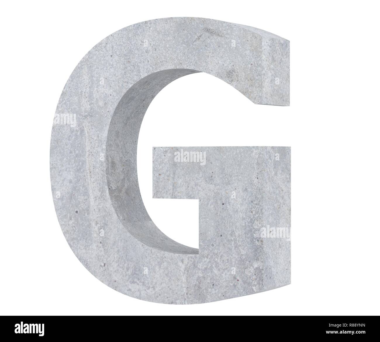 Concrete Capital Letter - G isolated on white background. 3D render ...