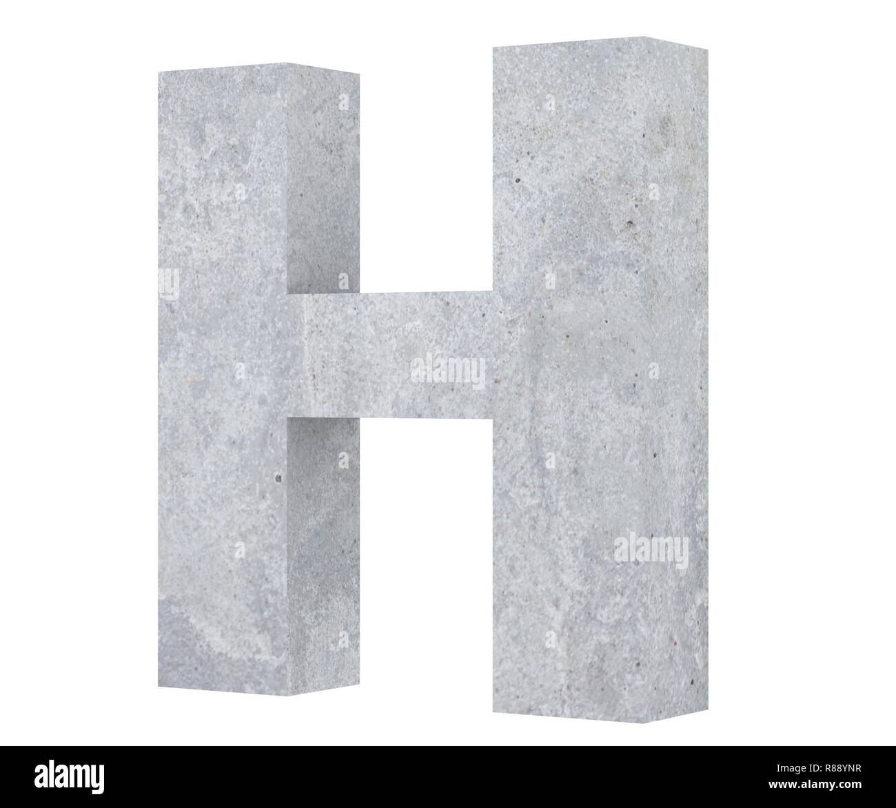 Concrete Capital Letter - H isolated on white background. 3D render ...