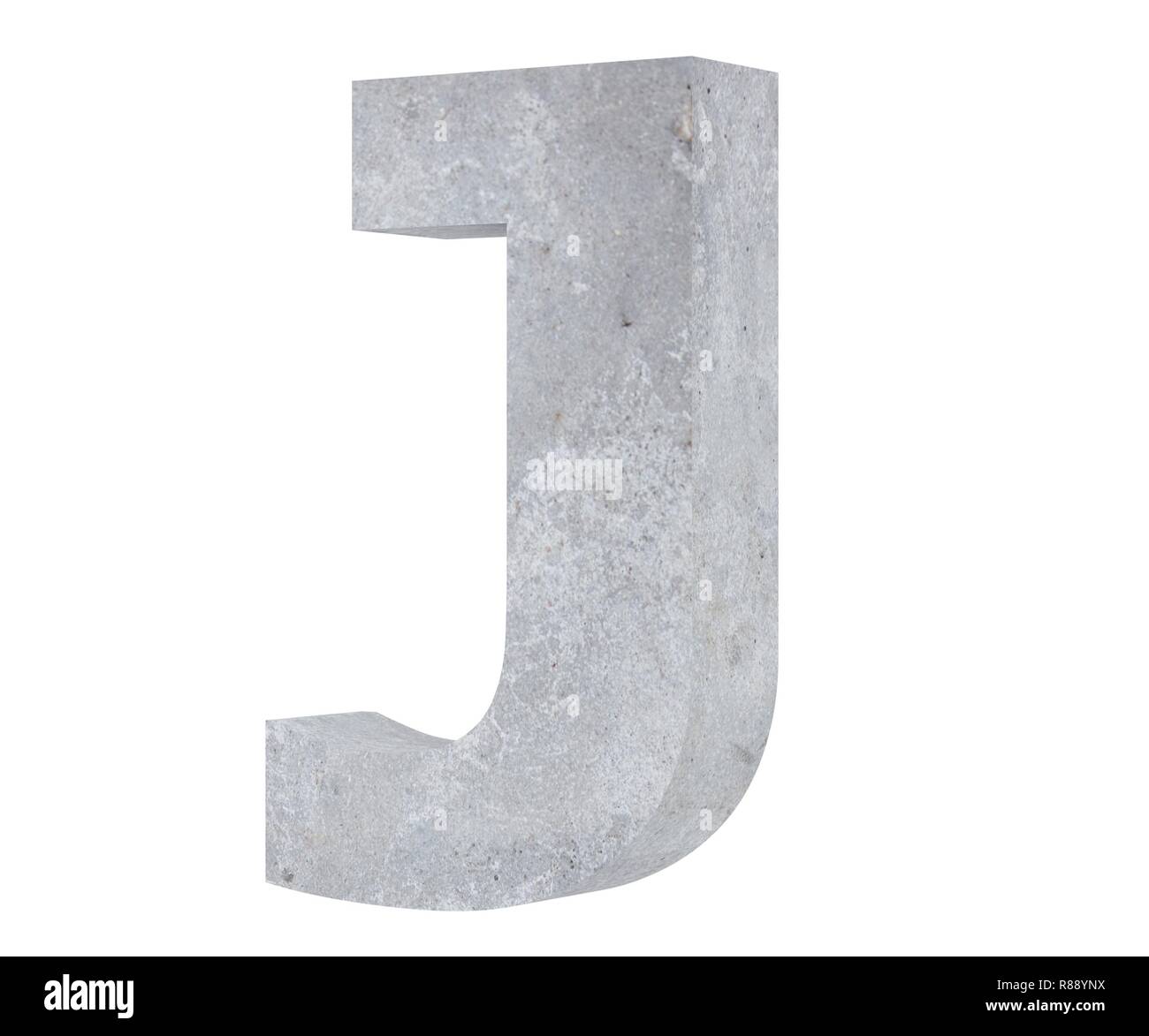 Concrete Capital Letter - J isolated on white background. 3D render ...