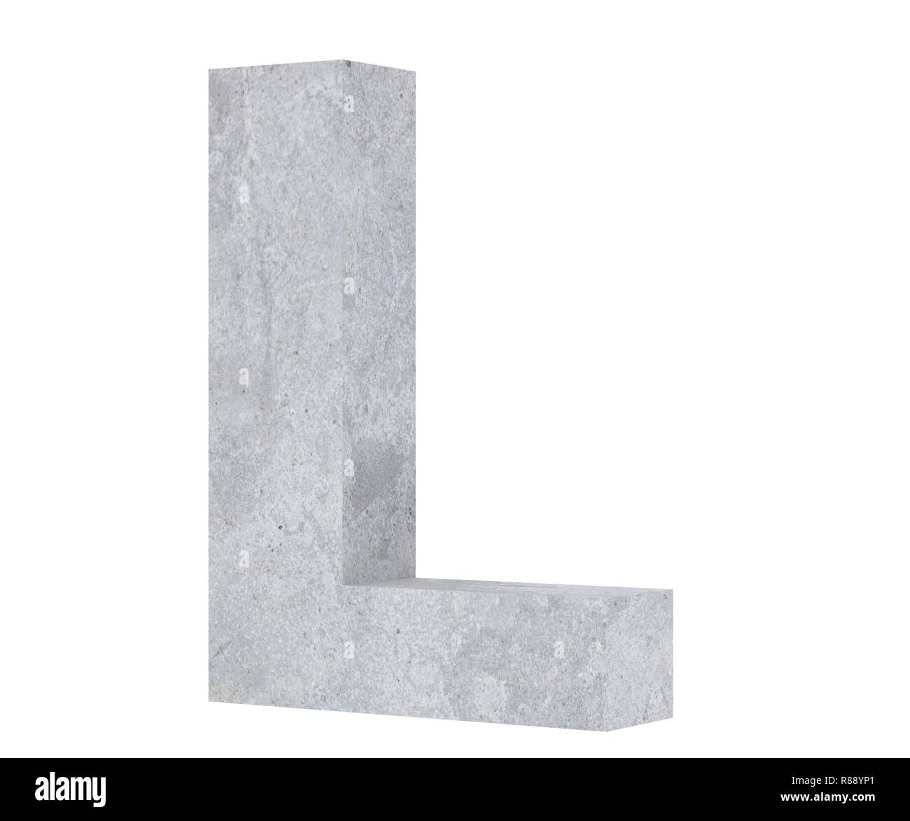Concrete Capital Letter - L isolated on white background. 3D render ...