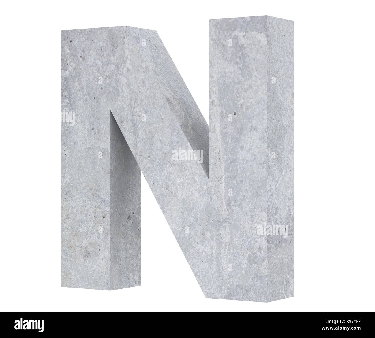 Concrete Capital Letter - N isolated on white background. 3D render ...