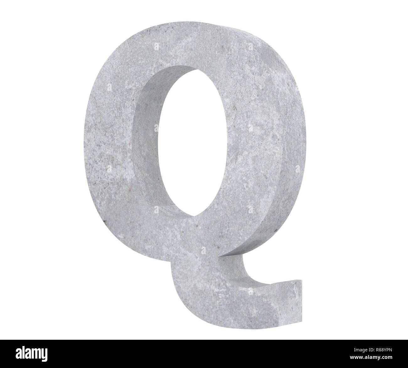 Concrete Capital Letter - Q isolated on white background. 3D render ...