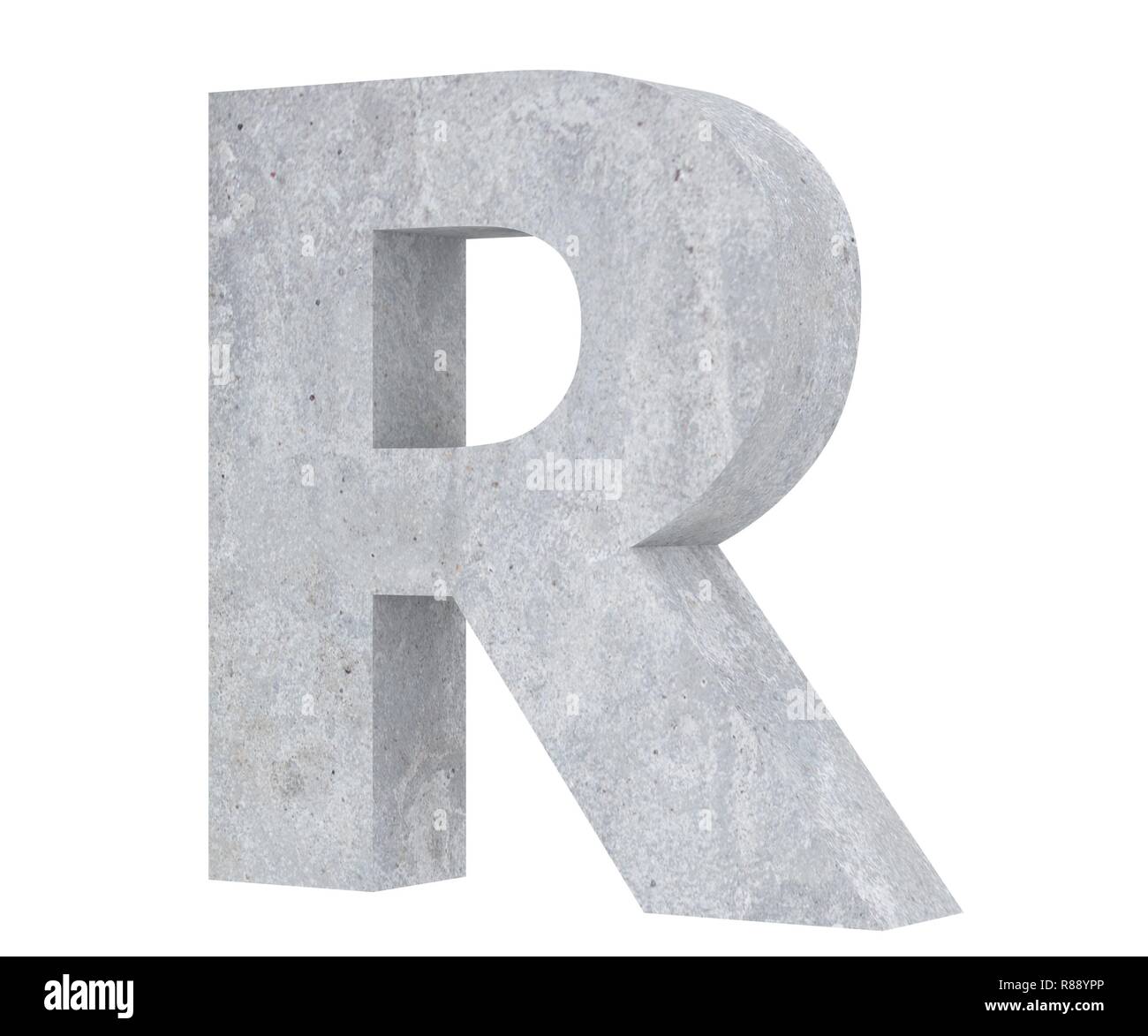 Concrete Capital Letter - R isolated on white background. 3D render ...