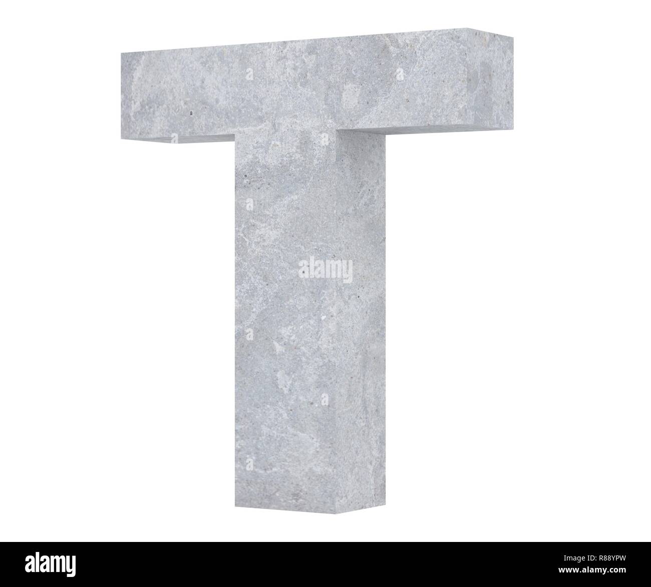 Concrete Capital Letter - T isolated on white background. 3D render Illustration Stock Photo - Alamy