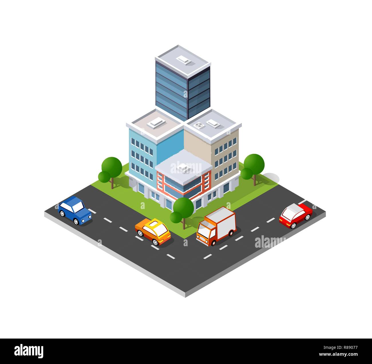 Isometric vector icon illustration of a modern city dimensional views ...