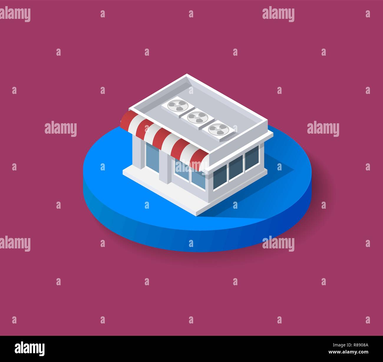 Isometric 3D icon shop market city infrastructure, urban buildings and ...