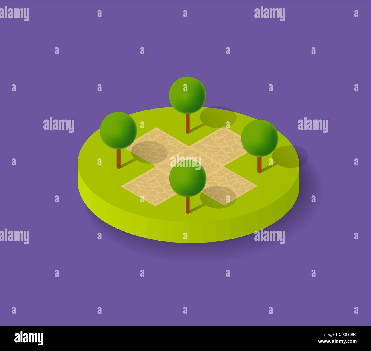 Natural ecological landscape isometric garden. City natural ecological ...