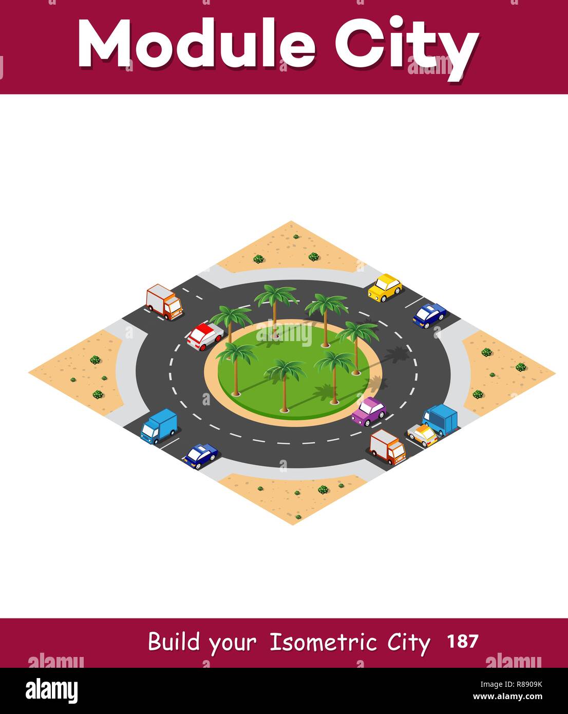 Natural landscape isometric forest with trees and plants, expressway ...