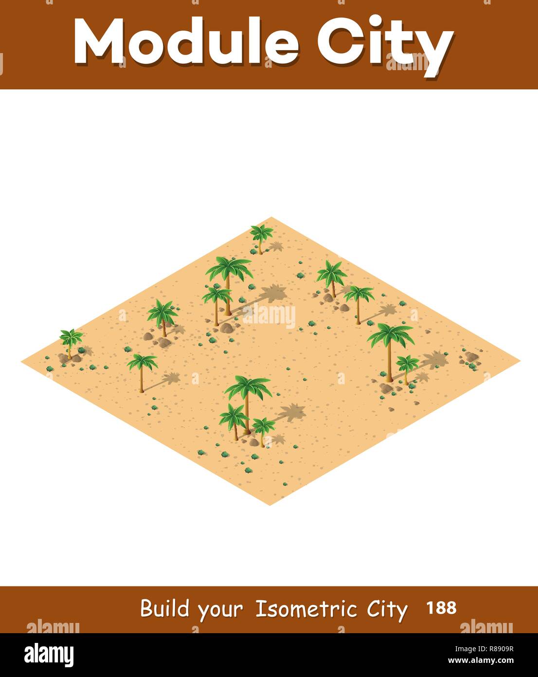 Natural Desert landscape isometric palm trees with tropical landscape ...